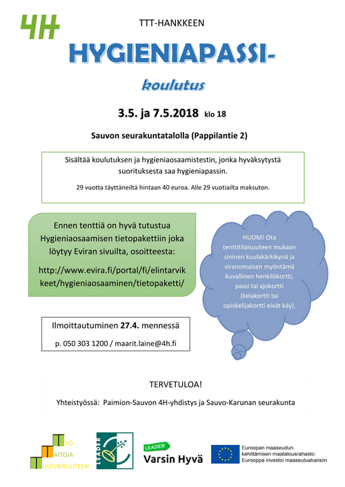 Hygieniapassikoulutus | Liedon 4H yhdistys