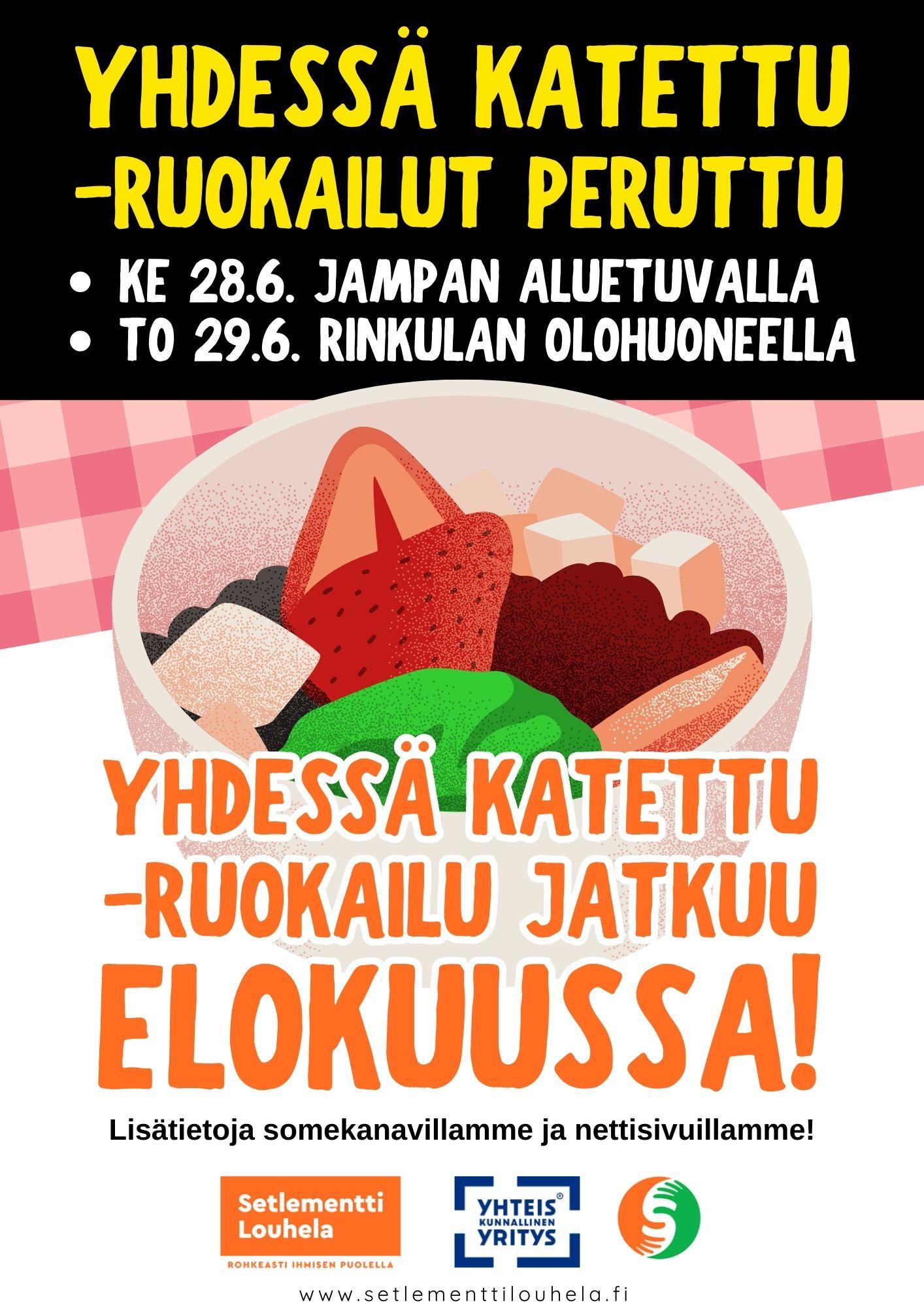 Yhdessä katettu -ruokailut peruttu viikolla 26 - Setlementti Louhela ry