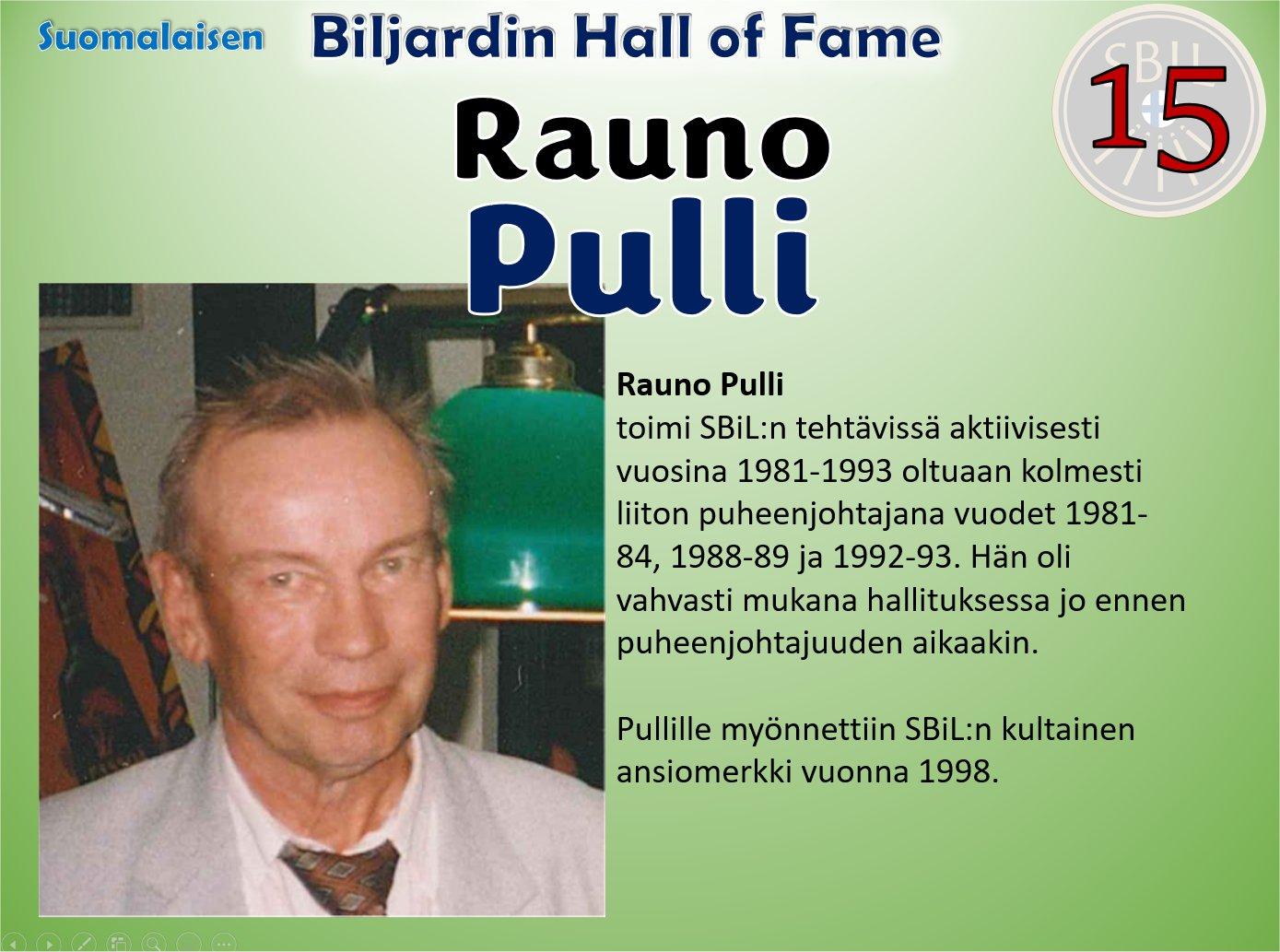 15. Rauno Pulli - Suomen Biljardiliitto ry