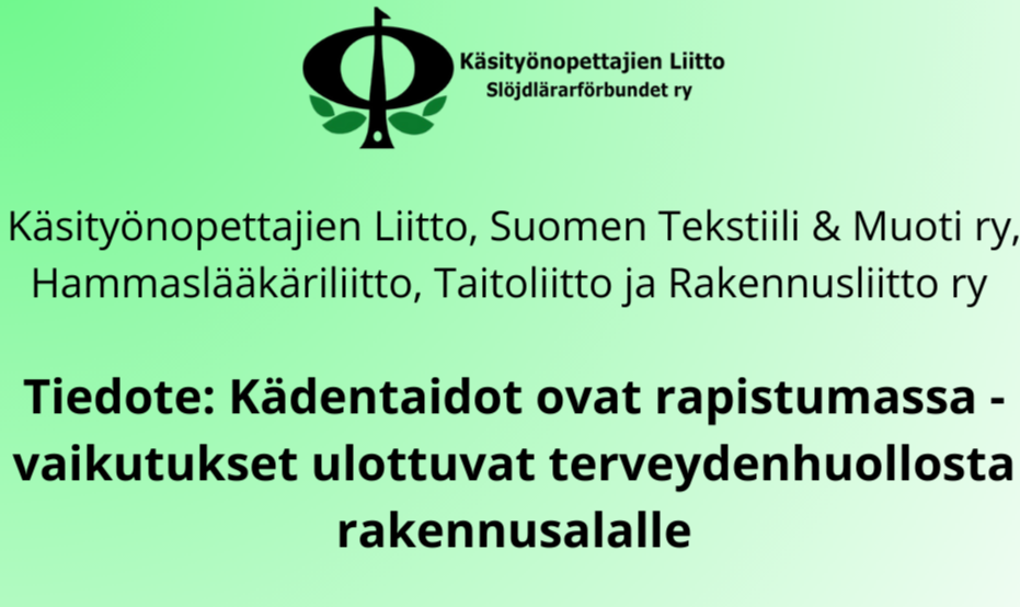 Lehdistötiedote: Kädentaidot ovat rapistumassa - vaikutukset ulottuvat terveydenhuollosta ...
