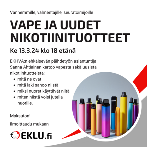 Vape ja uudet nikotiinituotteet - Etelä-Karjalan Liikunta ja Urheilu ry