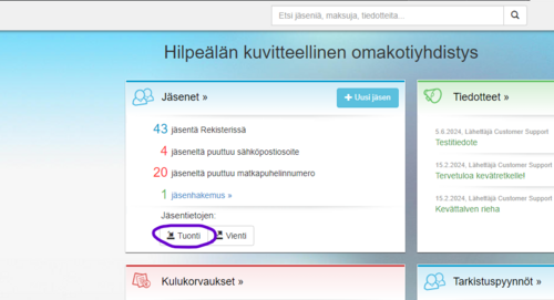 Jäsenten tuonti Excel-tiedostosta - Ohjeisto