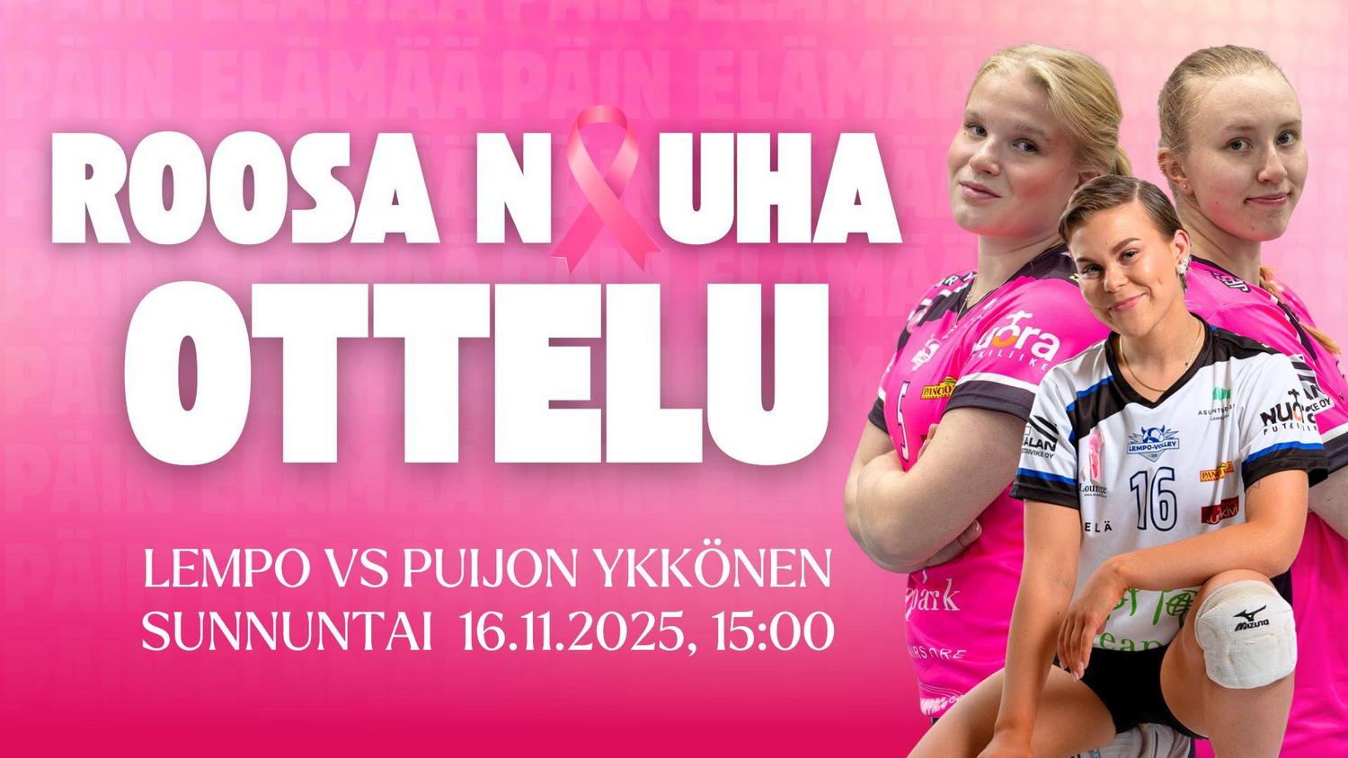 Roosa nauha -peli su 16.11. – Lempo N1 kohtaa Puijon, näin voit huutaa ...