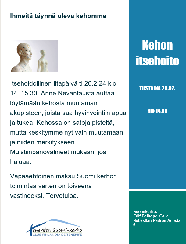 Kehon itsehoito - luento - Tenerifen Suomi-kerho